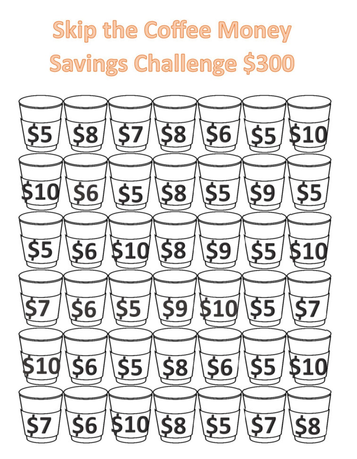300 Dollar Savings Challenge - Etsy