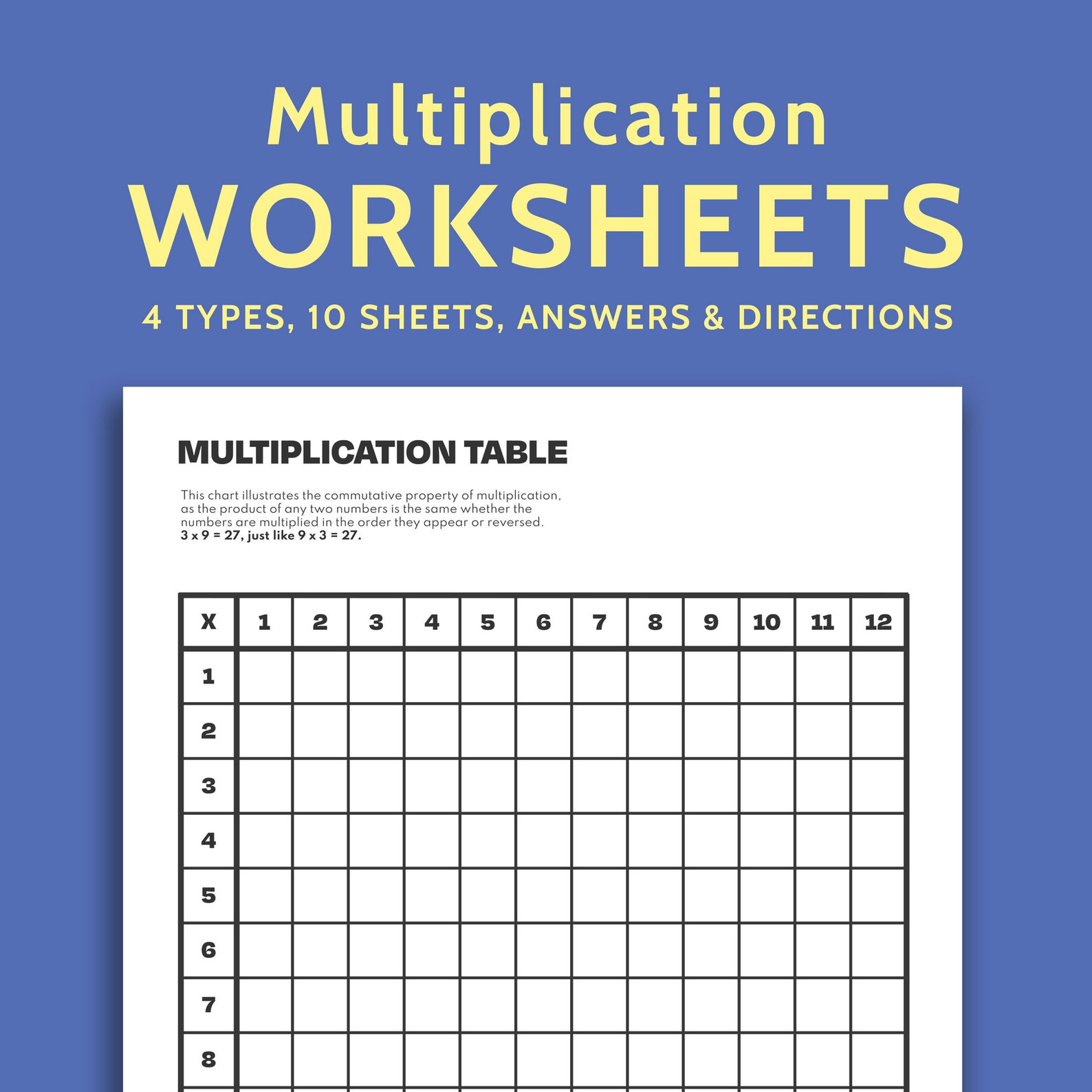 Multiplication GAMES, Printable Math Worksheets, 19 Pages, 4 Game Types ...