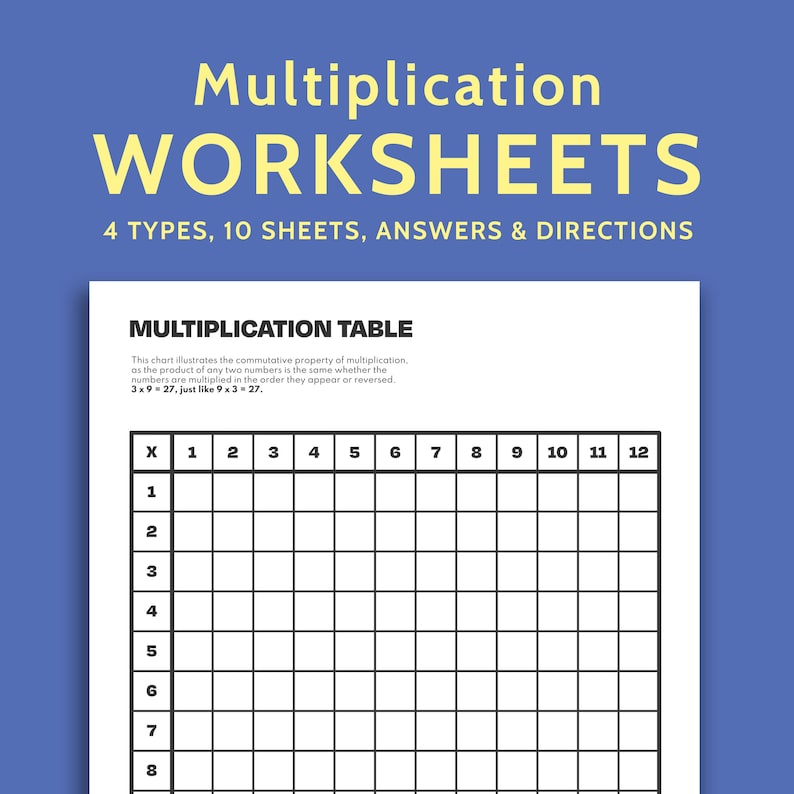 Multiplication GAMES, Printable Math Worksheets, 19 Pages, 4 Game Types ...