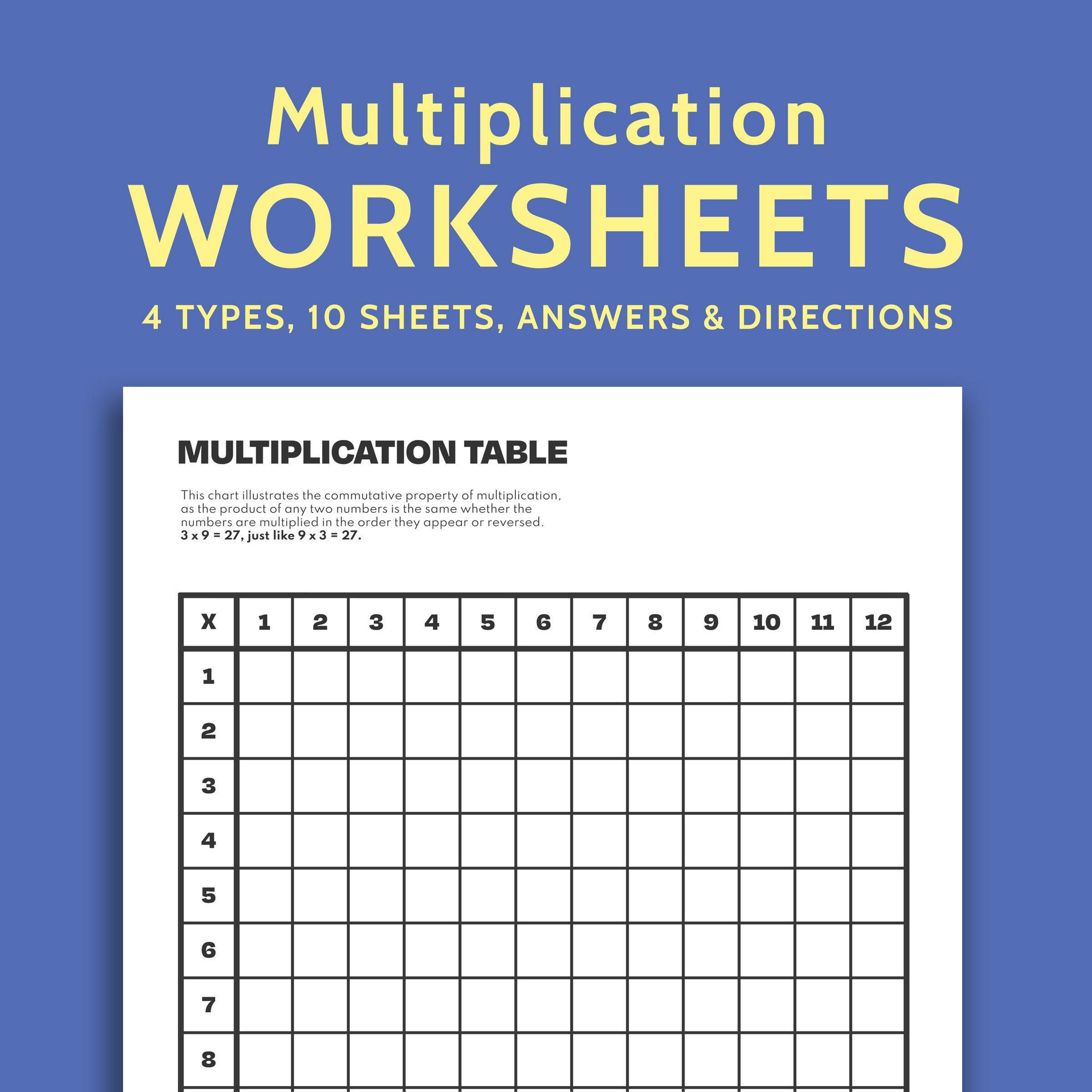 Multiplication GAMES, Printable Math Worksheets, 19 Pages, 4 Game Types ...