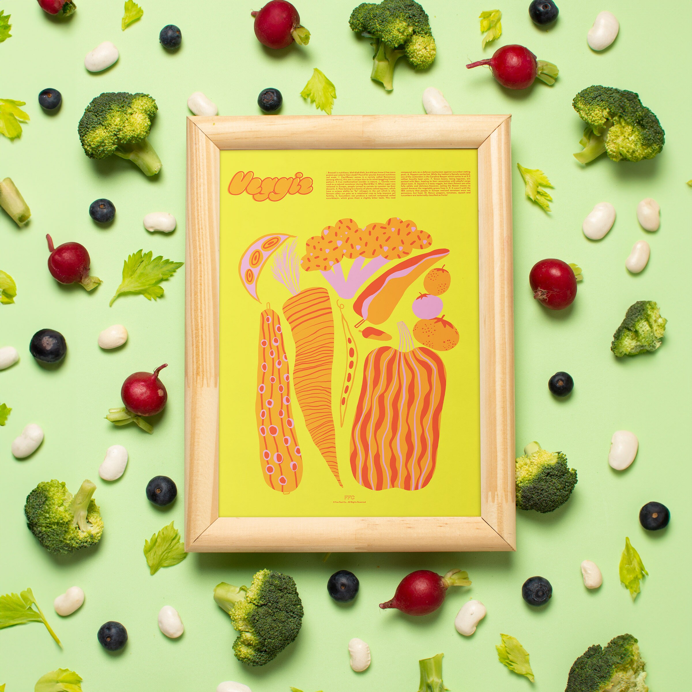 Veggie Fun Facts Print, Colorful Illustrated Educational Poster ...