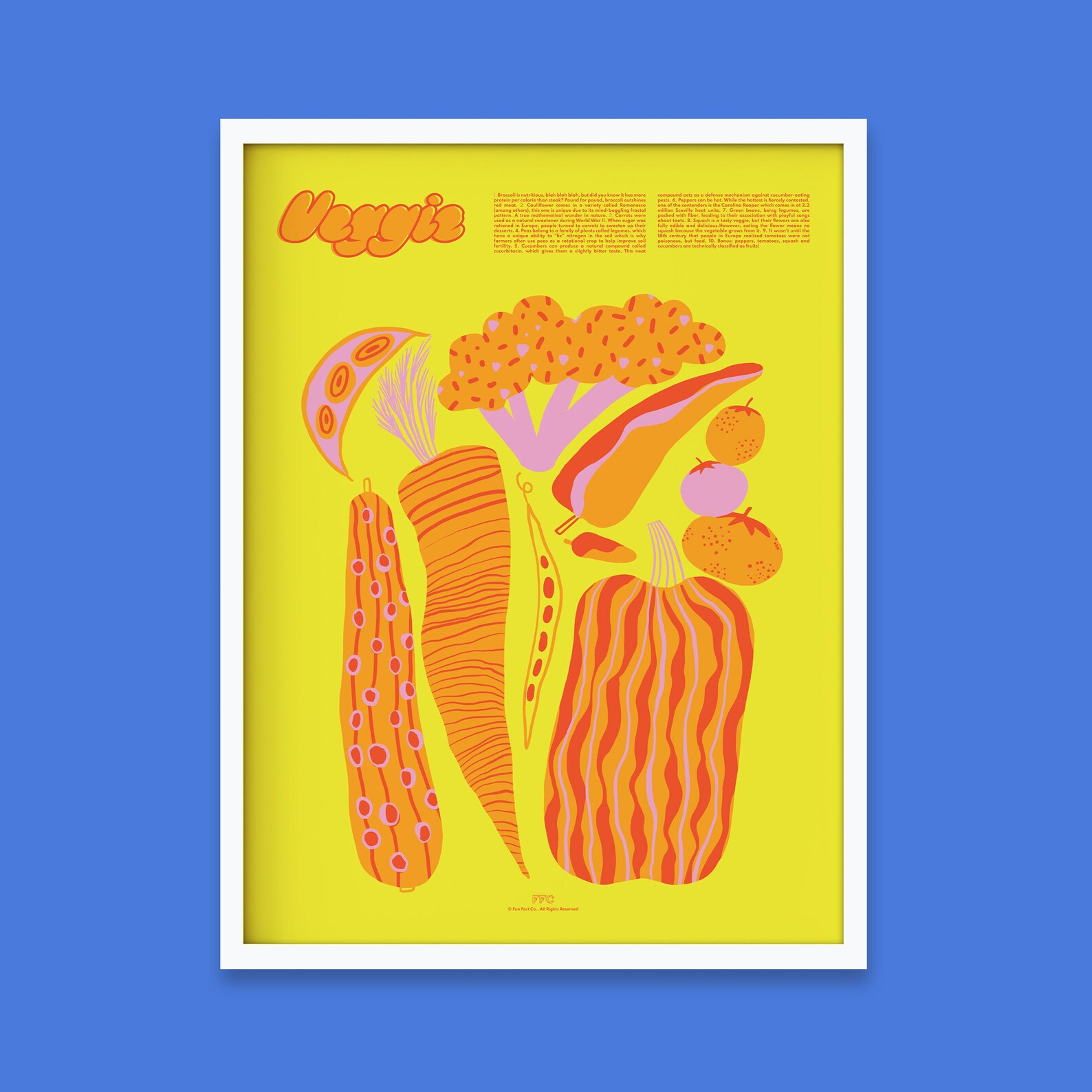 Veggie Fun Facts Print, Colorful Illustrated Educational Poster ...