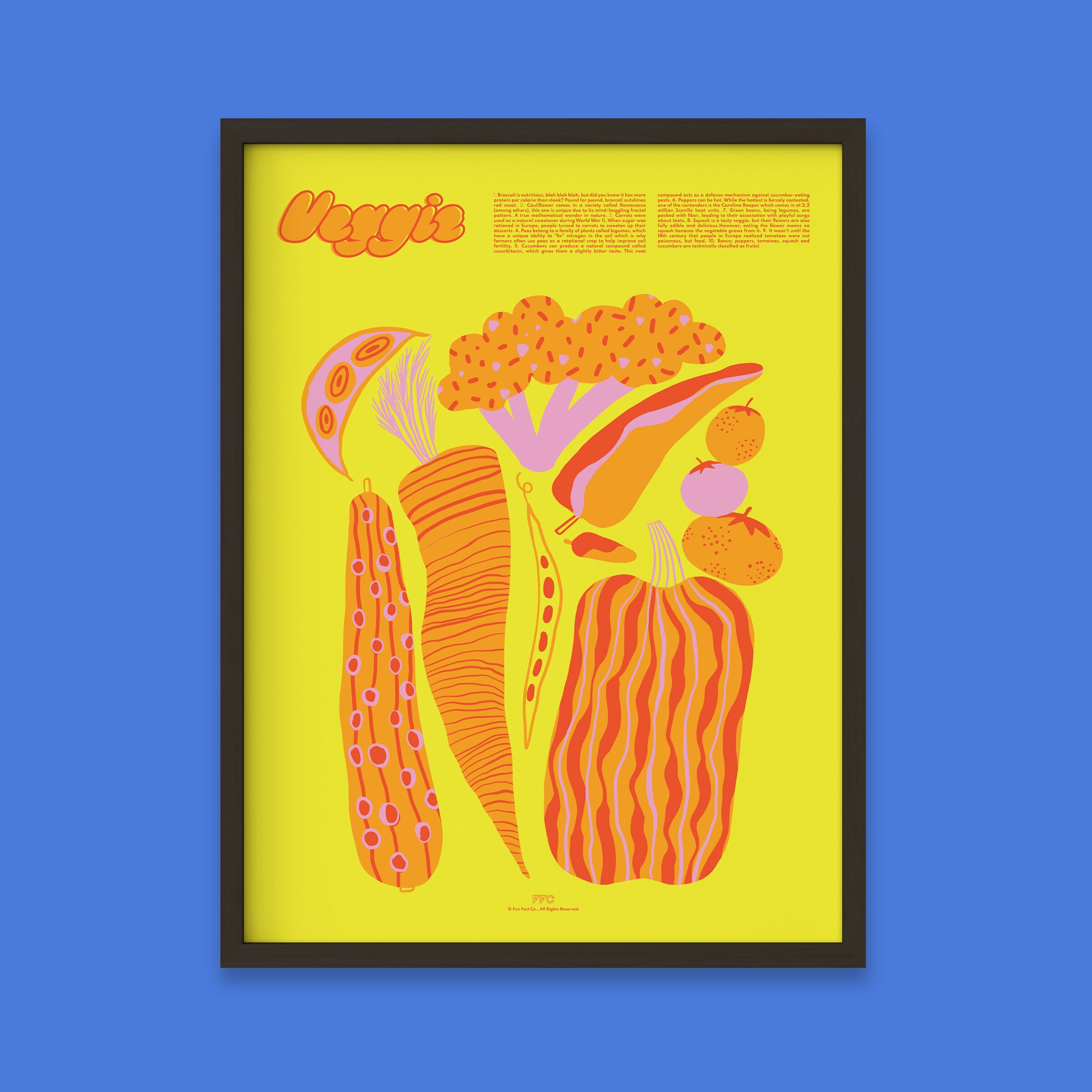 Veggie Fun Facts Print, Colorful Illustrated Educational Poster ...