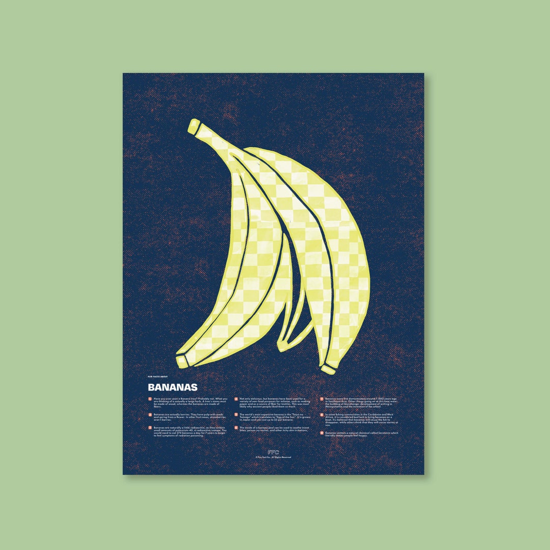 Illustrated Banana Poster, Colorful Educational Print, Delicious Design ...