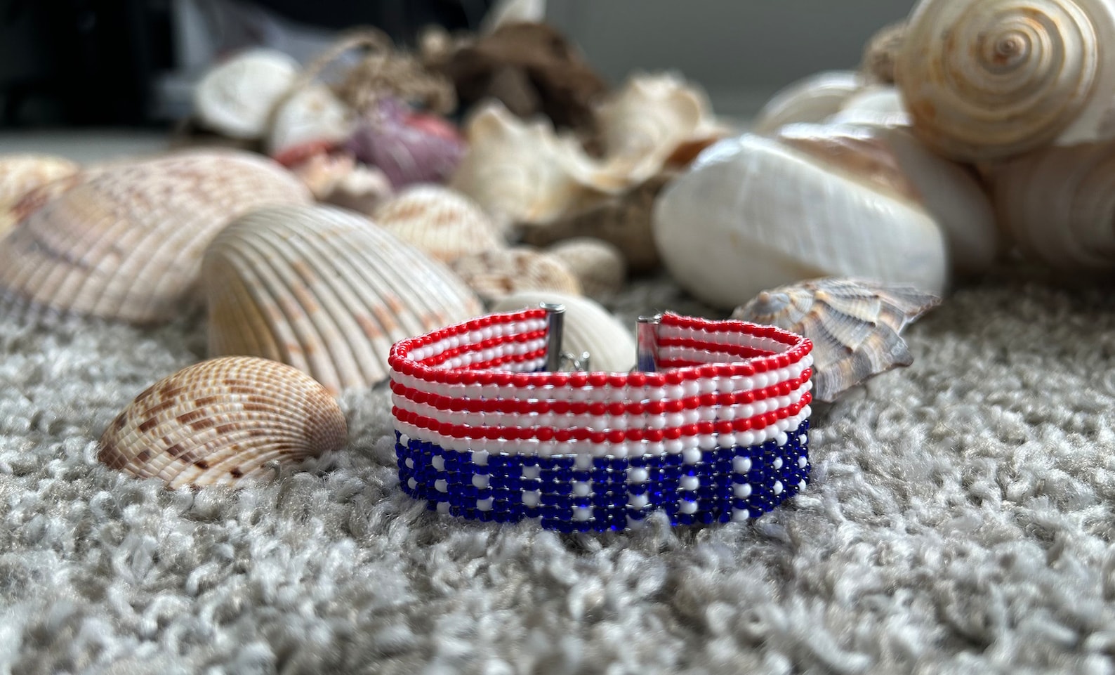 4th of July Bracelet American Flag Beaded Bracelet Handmade - Etsy