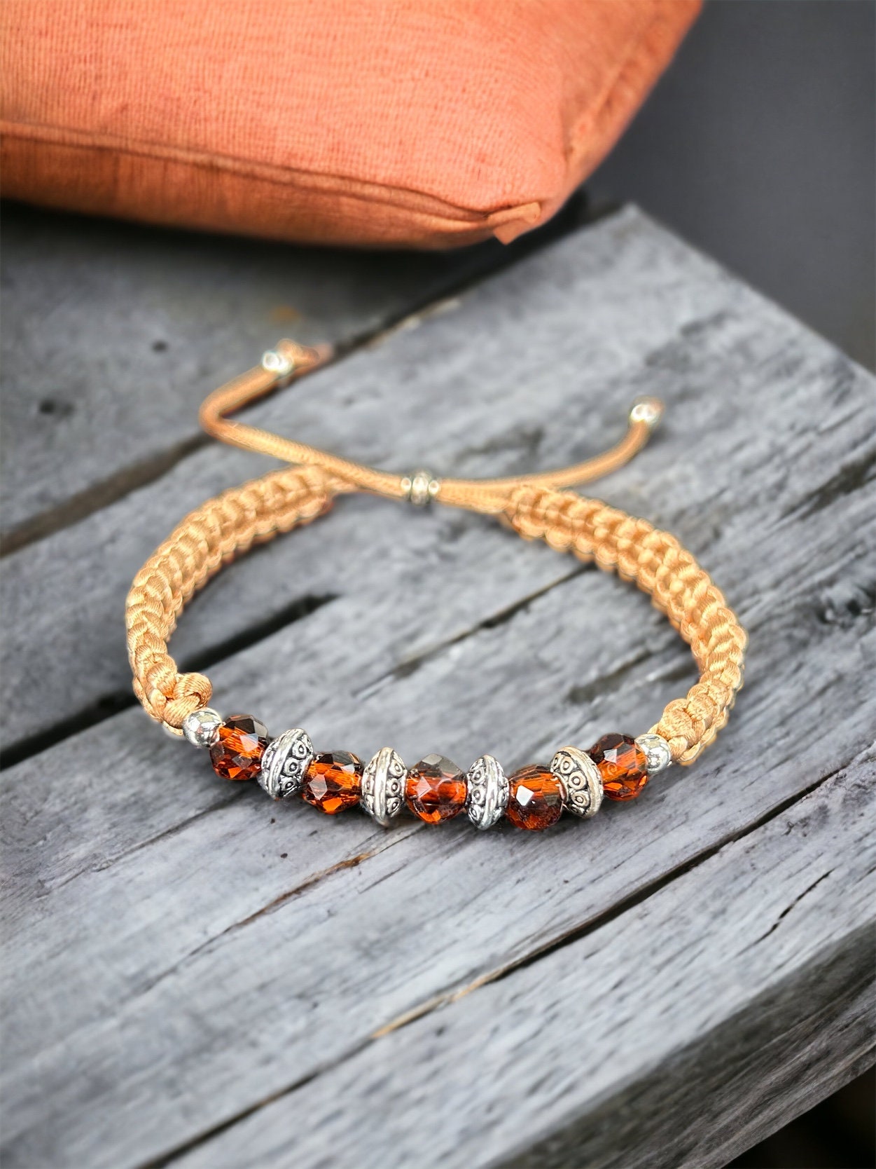 Braided Bracelet, Macrame Bracelet With Crystal Beads, Friendship ...