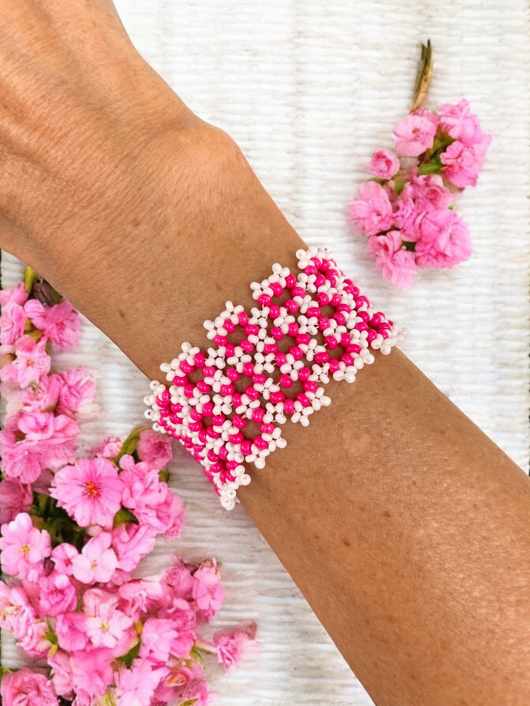 Handmade Floral Bracelet in Different Colors, Unique Floral Design ...