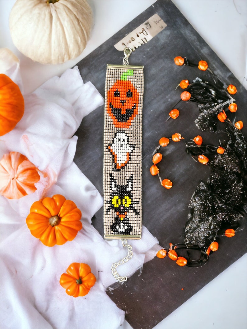 Beaded Bracelet With Halloween Symbols, Halloween Bracelet for Women ...