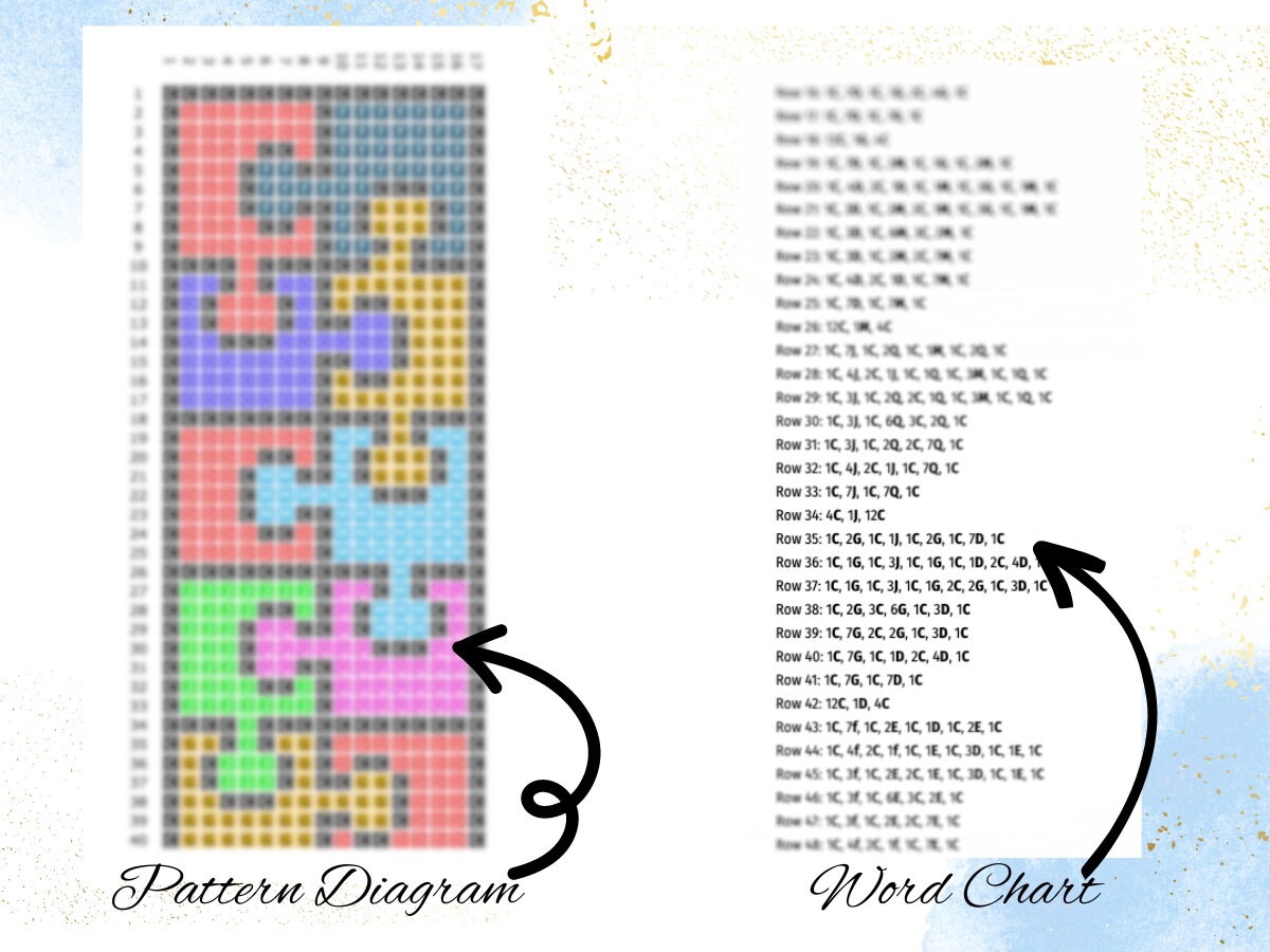 Puzzle Loom Bead Bracelet Pattern, Colorful Puzzle Wide Loom Pattern ...