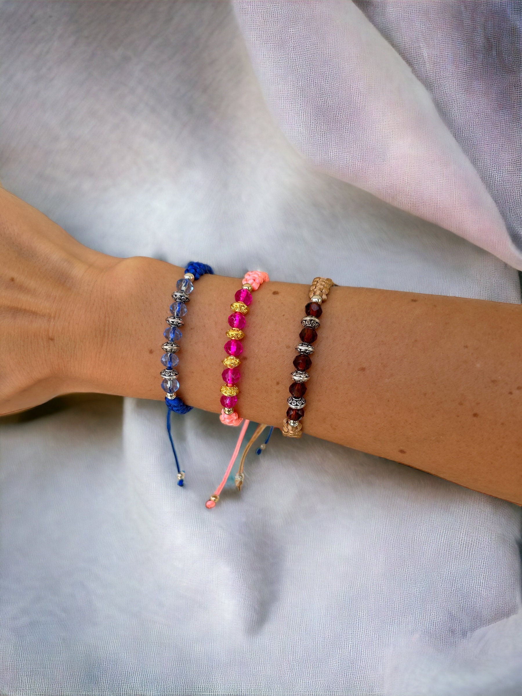 Braided Bracelet, Macrame Bracelet With Crystal Beads, Friendship ...