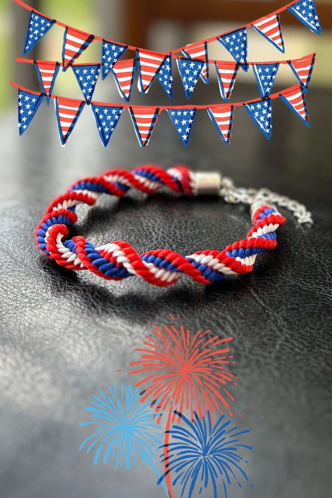 4th of July Rope Bracelet, Handmade Spiral Rope Bracelet, American Flag ...