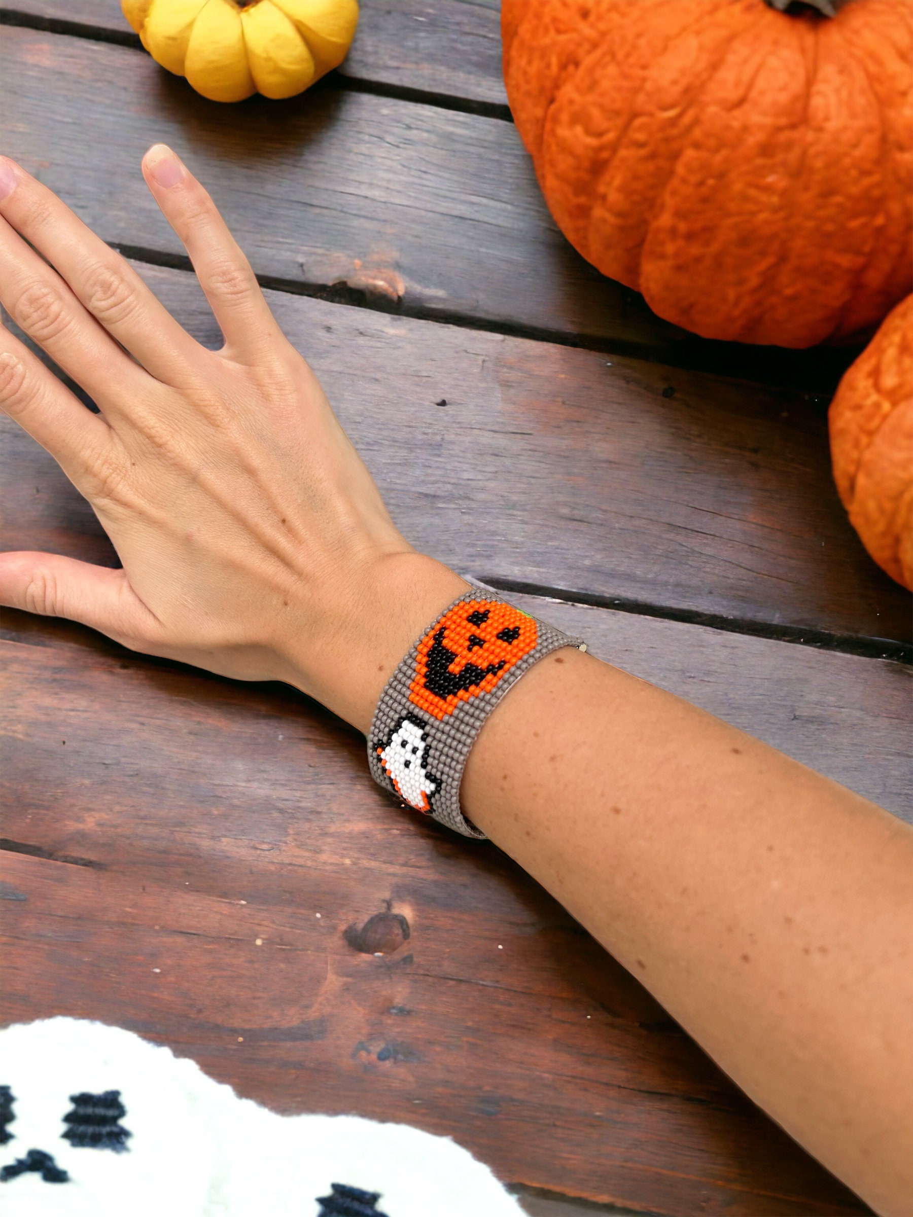 Beaded Bracelet With Halloween Symbols, Halloween Bracelet for Women ...