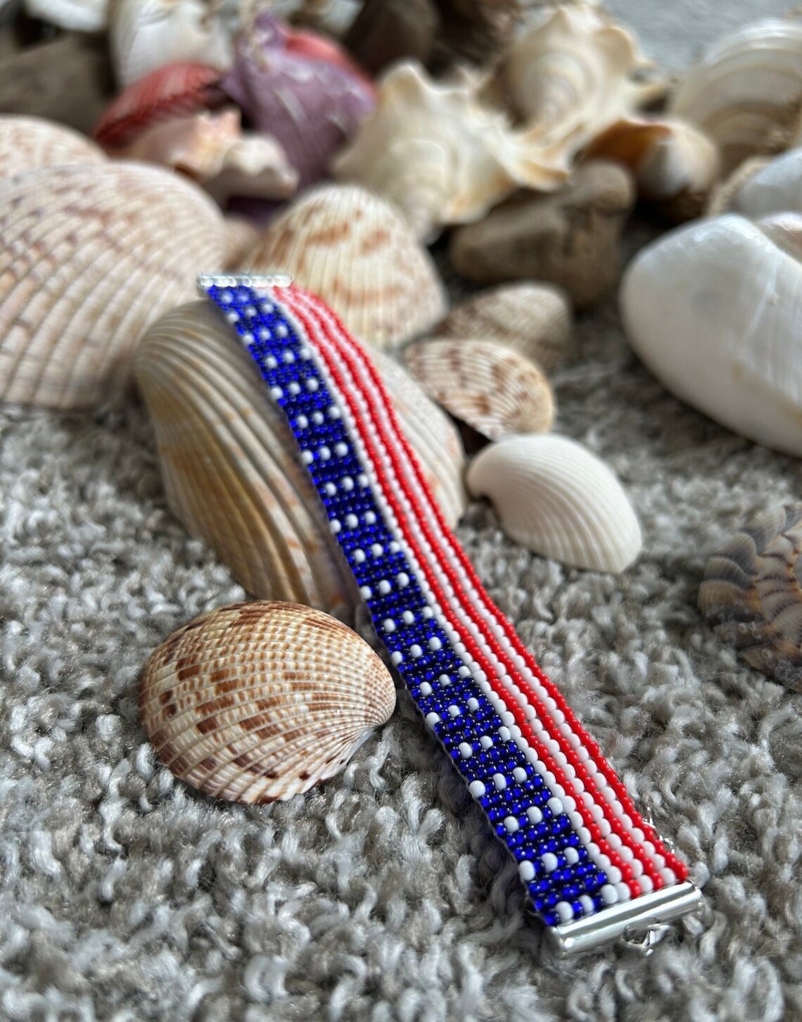 4th of July Bracelet American Flag Beaded Bracelet Handmade - Etsy