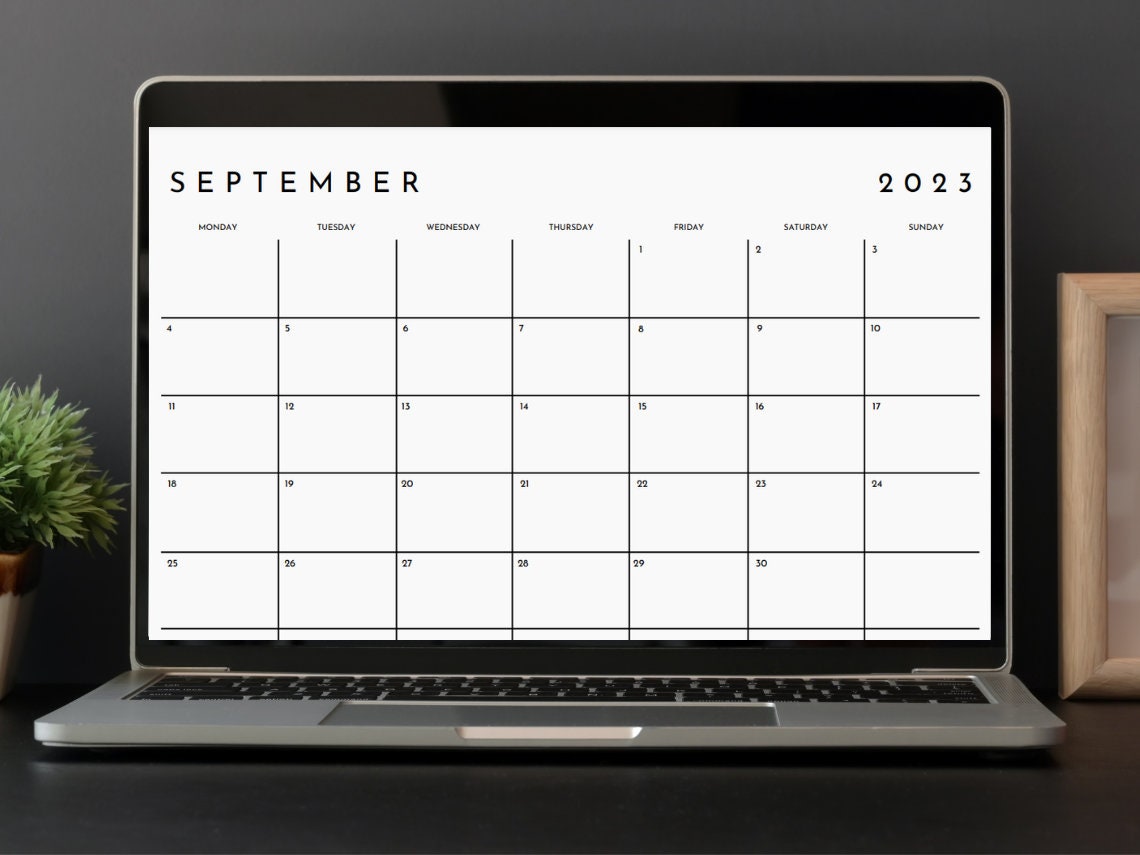 2023 Printable Calendar Landscape Minimalist Monthly Calendar, Digital ...