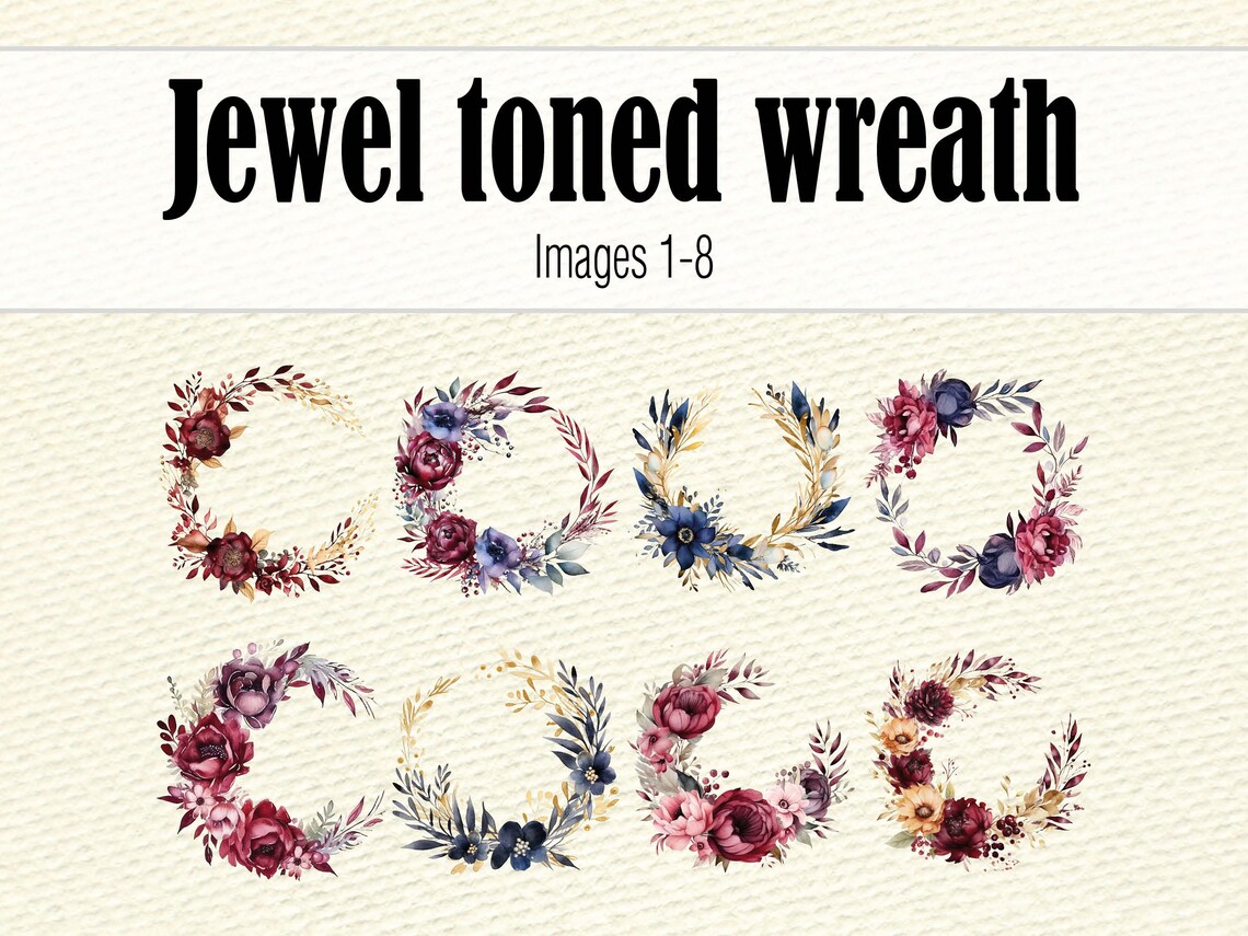 Watercolor Jewel Tone Floral Clipart, Jewel Tone Wedding Clipart ...
