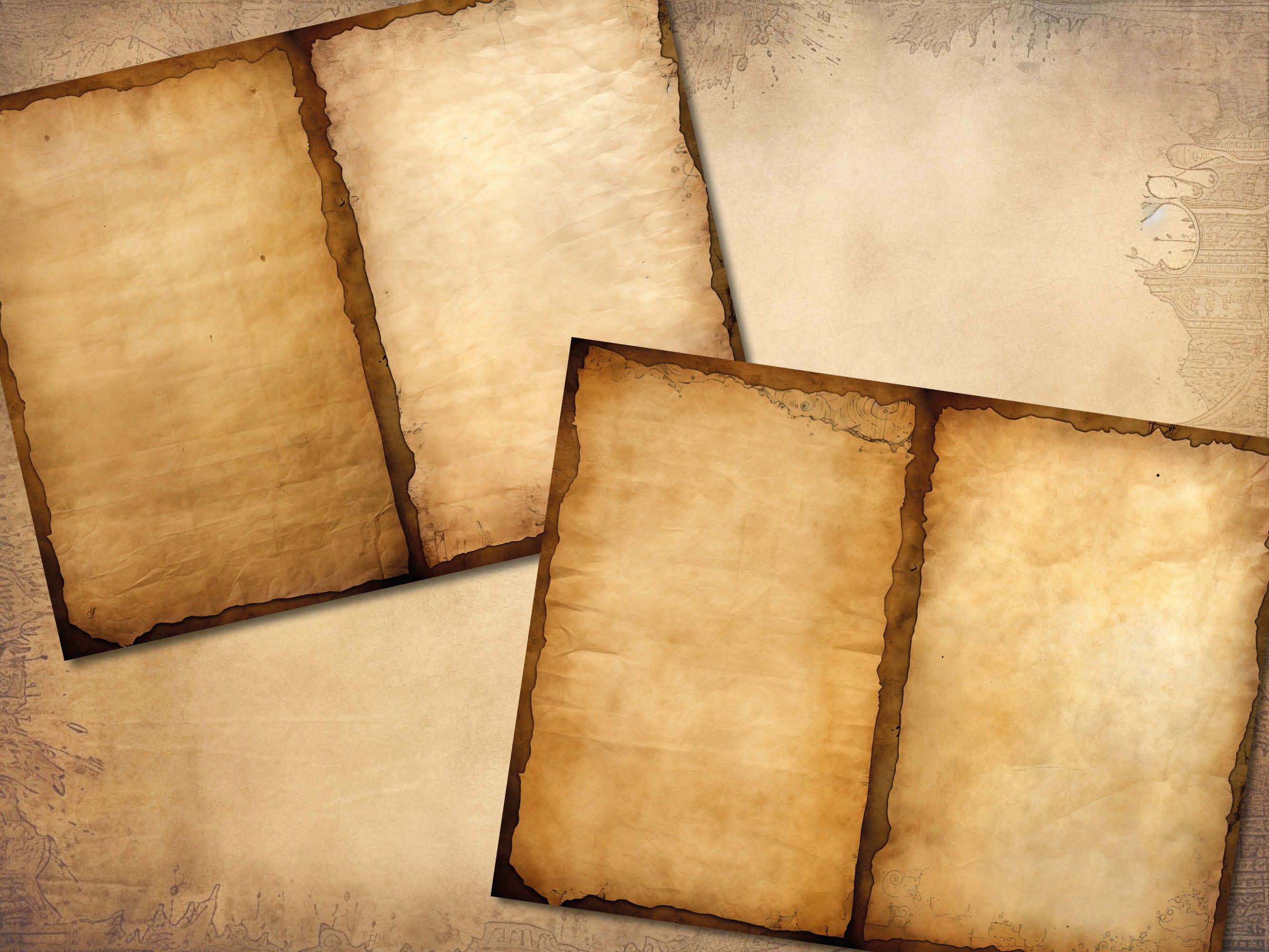 Aged Parchment Paper Junk Journal Pages, Vintage Letter Writing Paper ...