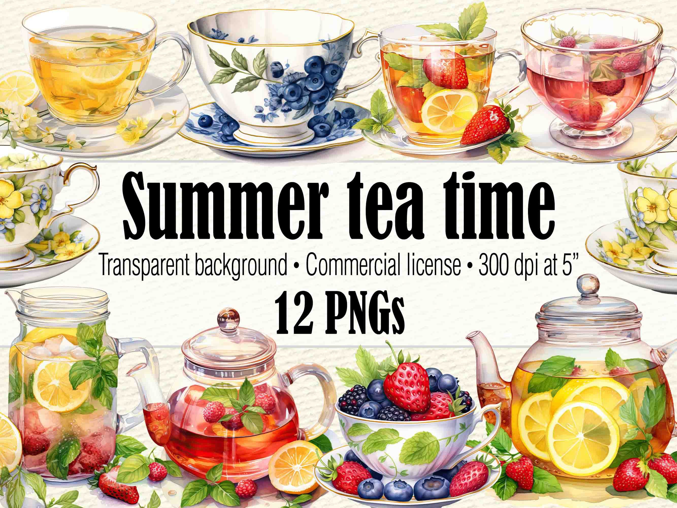 Tea Time PNG, Tea Cup Clipart PNG, Floral Summer Spring Clipart ...