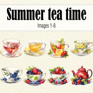 Tea Time PNG, Tea Cup Clipart PNG, Floral Summer Spring Clipart ...