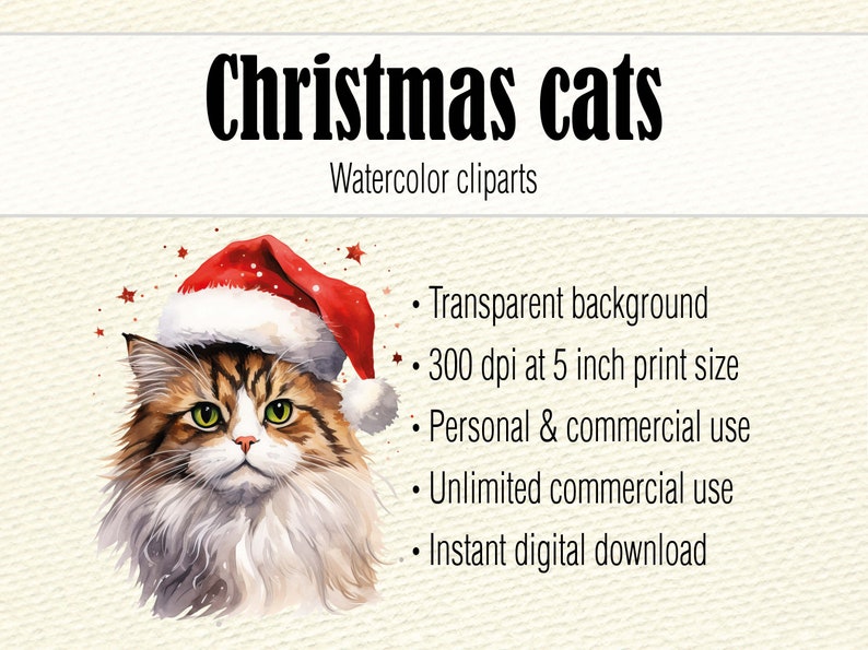 Christmas Cat Clipart, Cat Christmas PNG, Meowy Christmas Ephemera ...