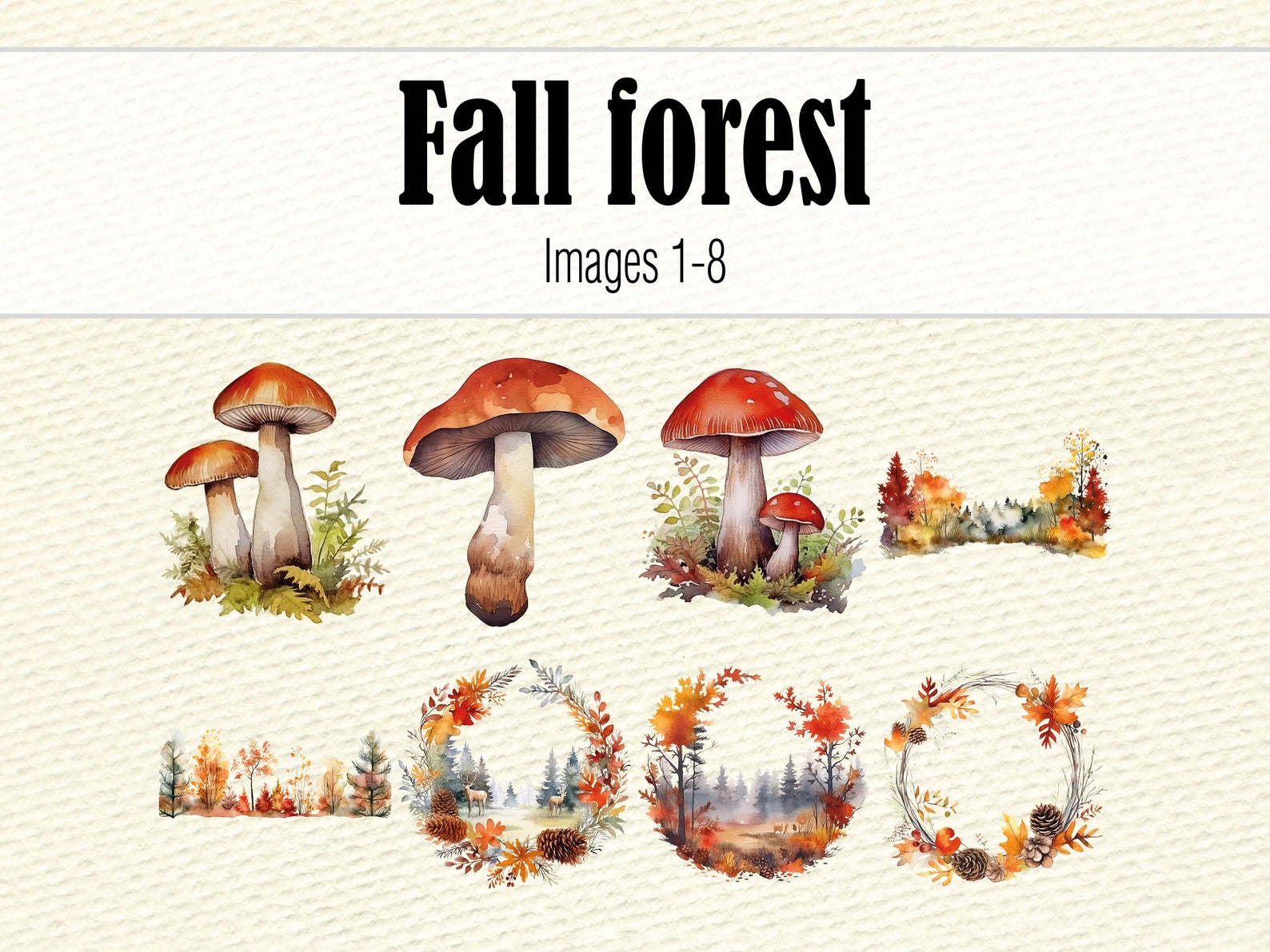 Watercolor Autumn Clipart, Woodland Animals Fall Leaves Clipart, Cute ...