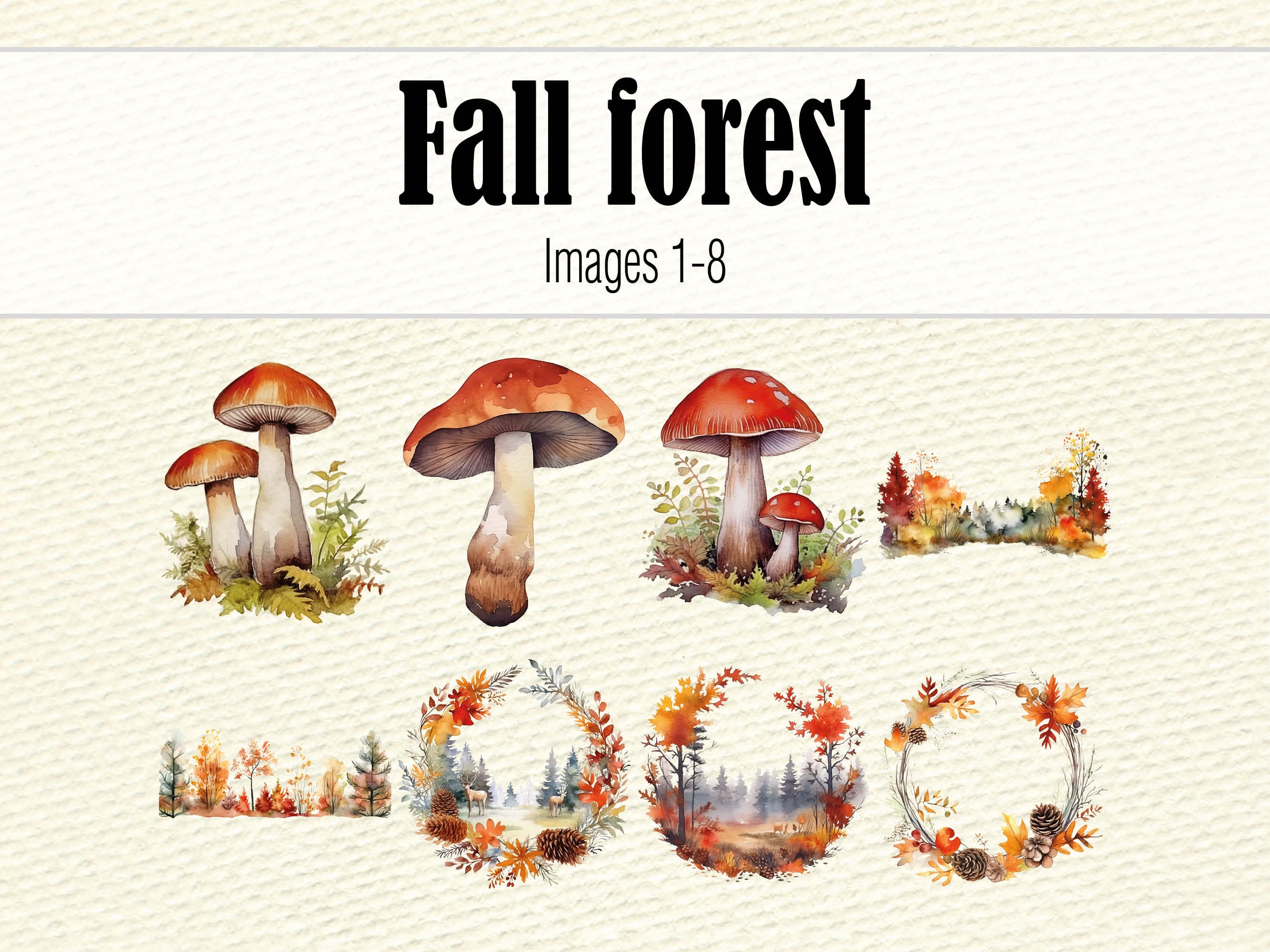 Watercolor Autumn Clipart Woodland Animals Fall Leaves - Etsy