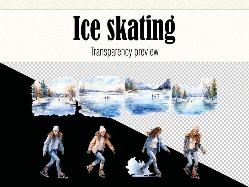 Ice Skating PNG, Figure Skating Watercolor Winter Scene Clipart, Ice ...