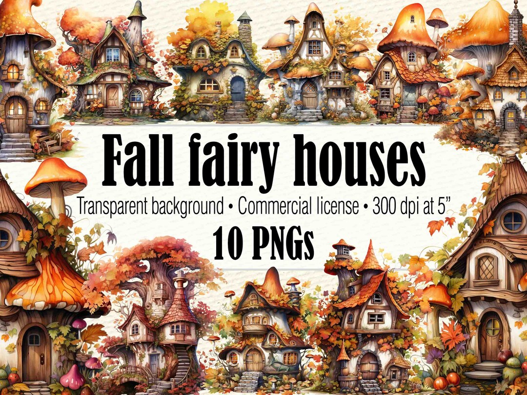 Fall Fairy House Clipart, Fantasy Fairy Houses, Fairy Junk Journal ...
