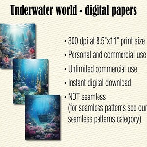 Underwater Digital Paper, Under the Sea Background, Mermaid Junk ...