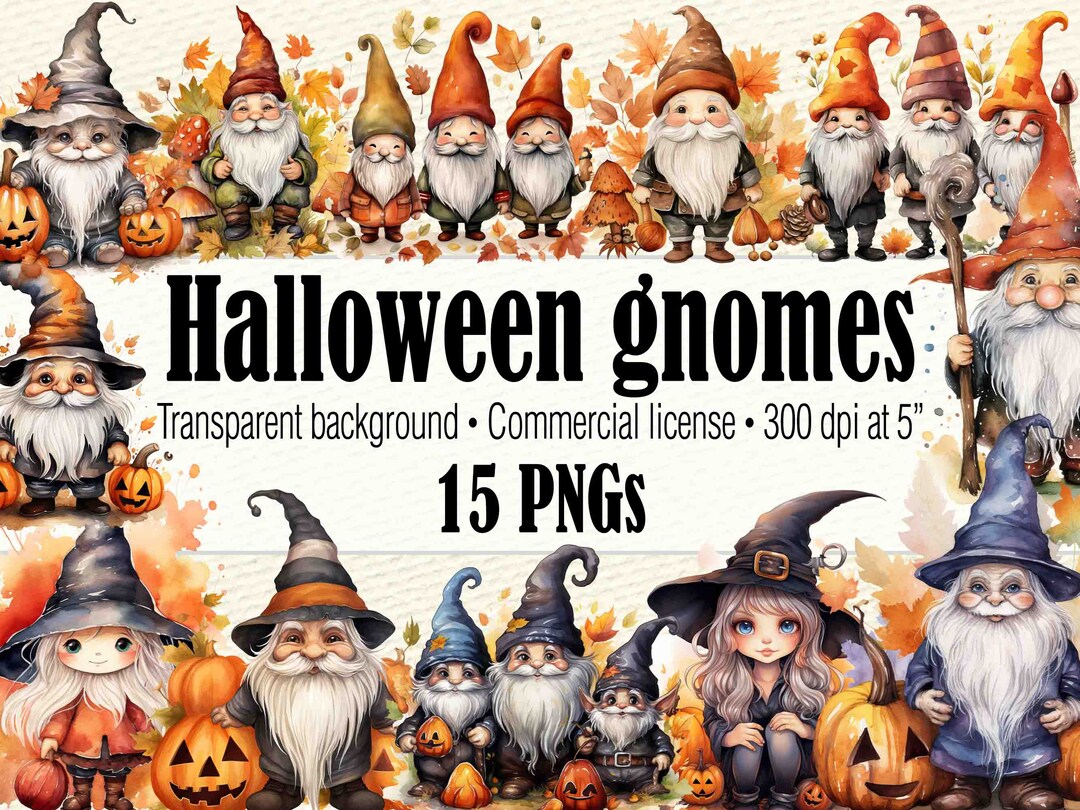 Halloween Gnome Clipart Commercial Use, Girl Gnome Clipart, Fall Gnome ...