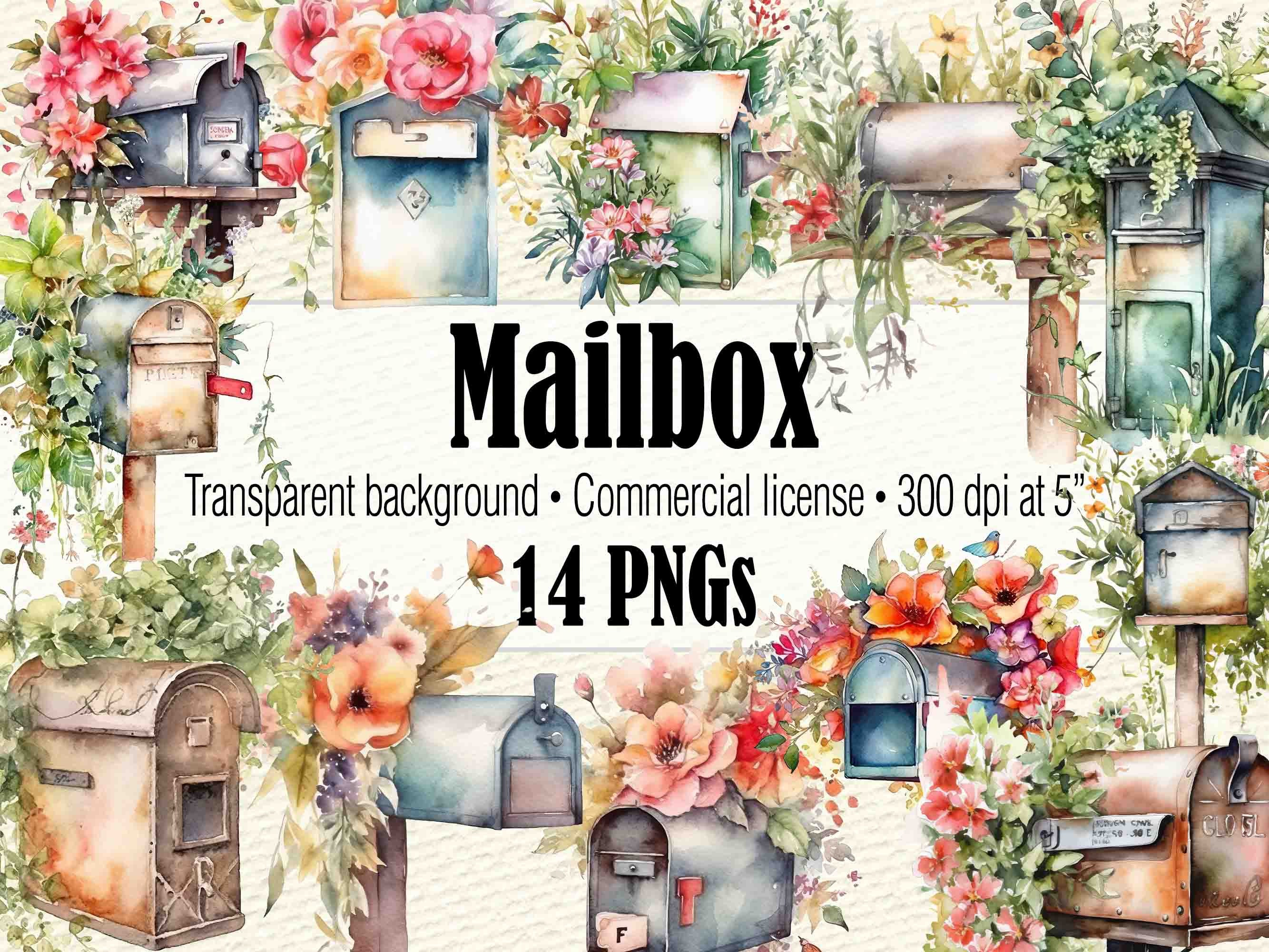 Watercolor Mailbox Clipart, Watercolor Letter Box Clipart, Farmhouse ...