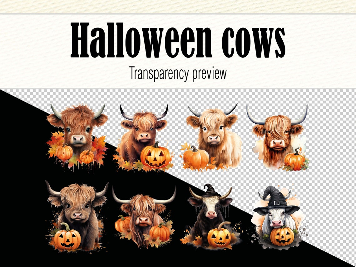 Halloween Cow Png, Fall Cow Png, Spooky Cow Clipart, Highland Cow Png ...