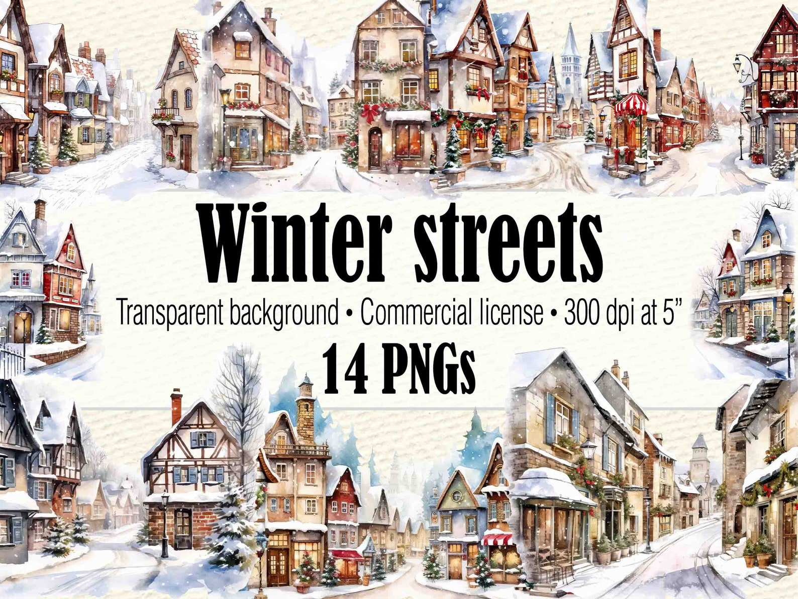 Winter Clipart Christmas Clipart Christmas Scene Clipart - Etsy