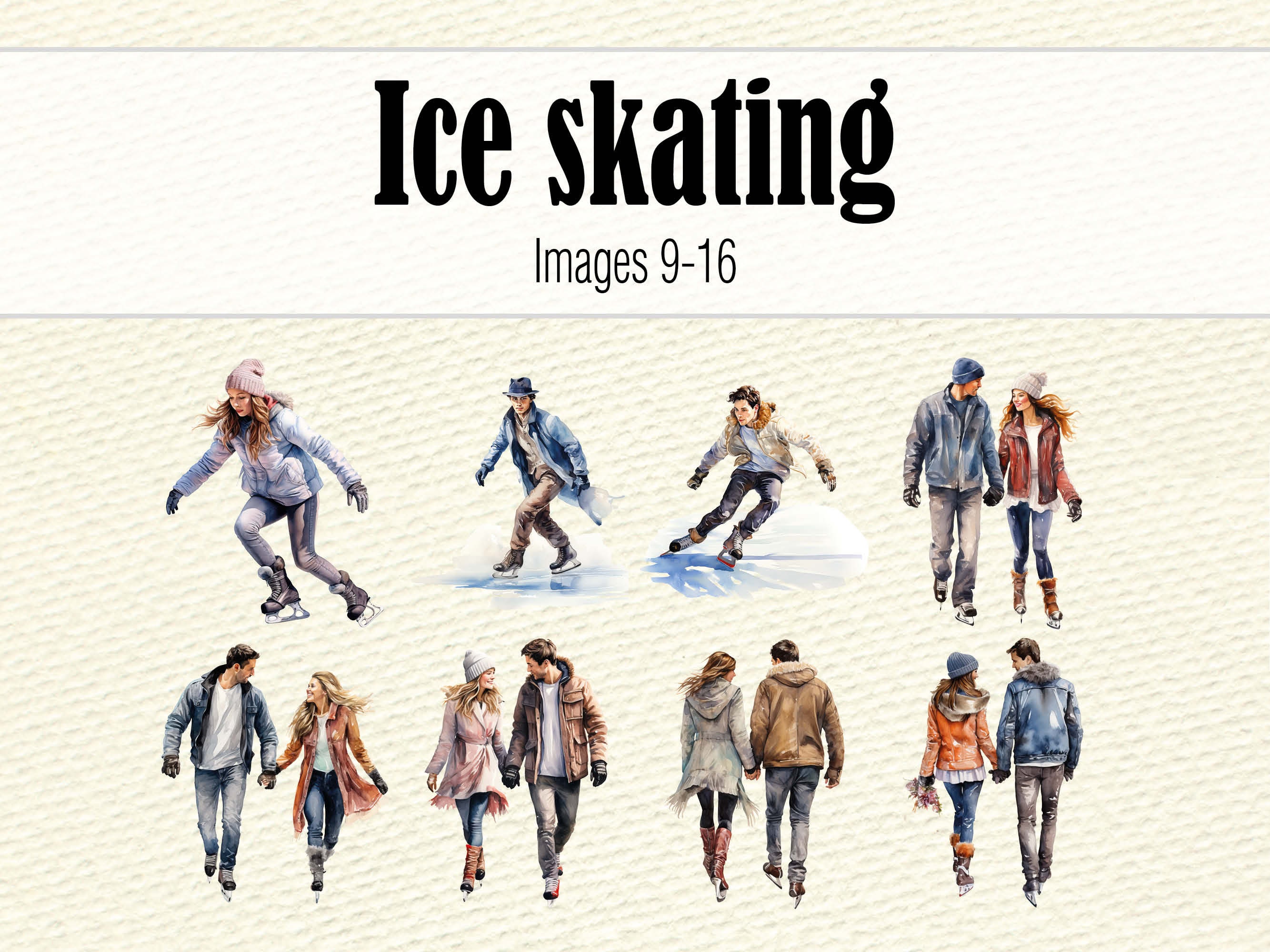 Ice Skating PNG, Figure Skating Watercolor Winter Scene Clipart, Ice ...