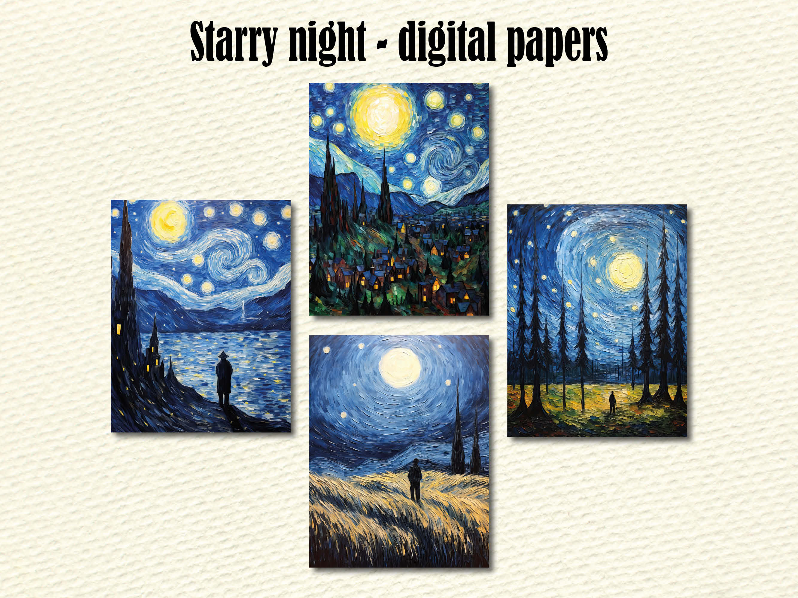 Starry Night Paper Van Gogh Download Digital Paper Under the - Etsy