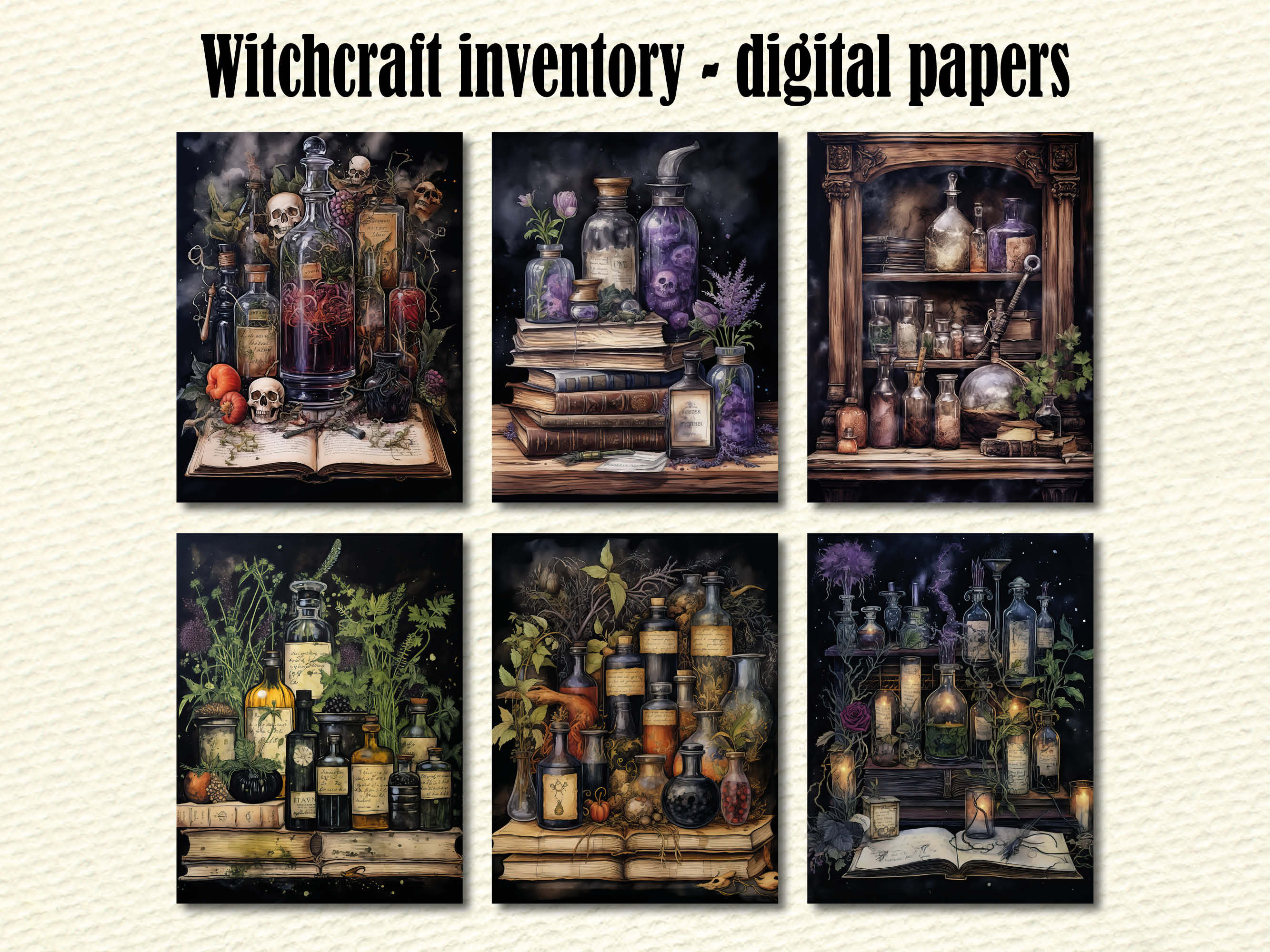 Dark Witchcraft Journal Digital Paper, Magic Witch Junk Journal Pages ...