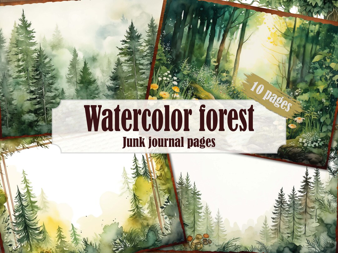 Watercolor Forest Junk Journal Pages, Enchanted Forest Fairy Forest ...