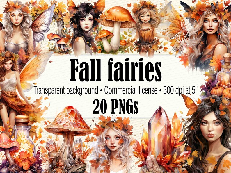 Fall Fairy Clipart, Fairy Mushroom Clipart, Forest Fairy PNG, Fairy ...