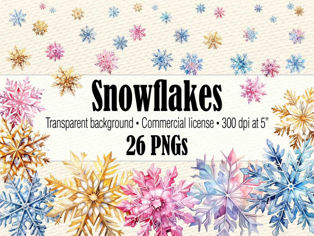 Watercolor Christmas Snowflakes Clipart, Snowflake PNG, Snowflake ...