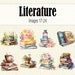 Watercolor Literature Clipart, Book Stack Clipart Bookshelf, Bookish ...