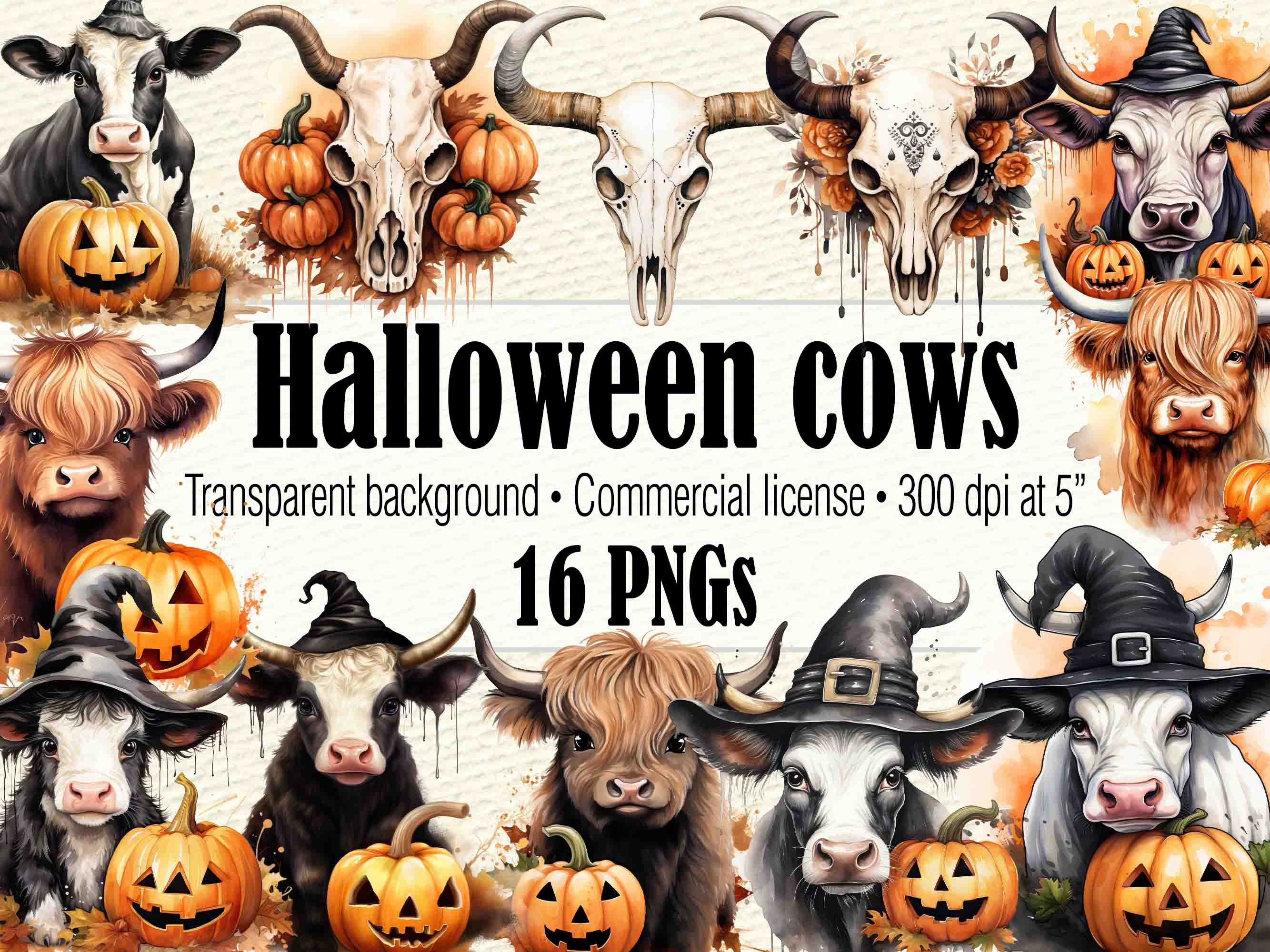 Halloween Cow Png, Fall Cow Png, Spooky Cow Clipart, Highland Cow Png ...