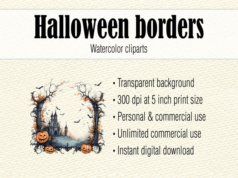 Halloween Border Clipart, Halloween Frame Clipart, Halloween Wreath ...