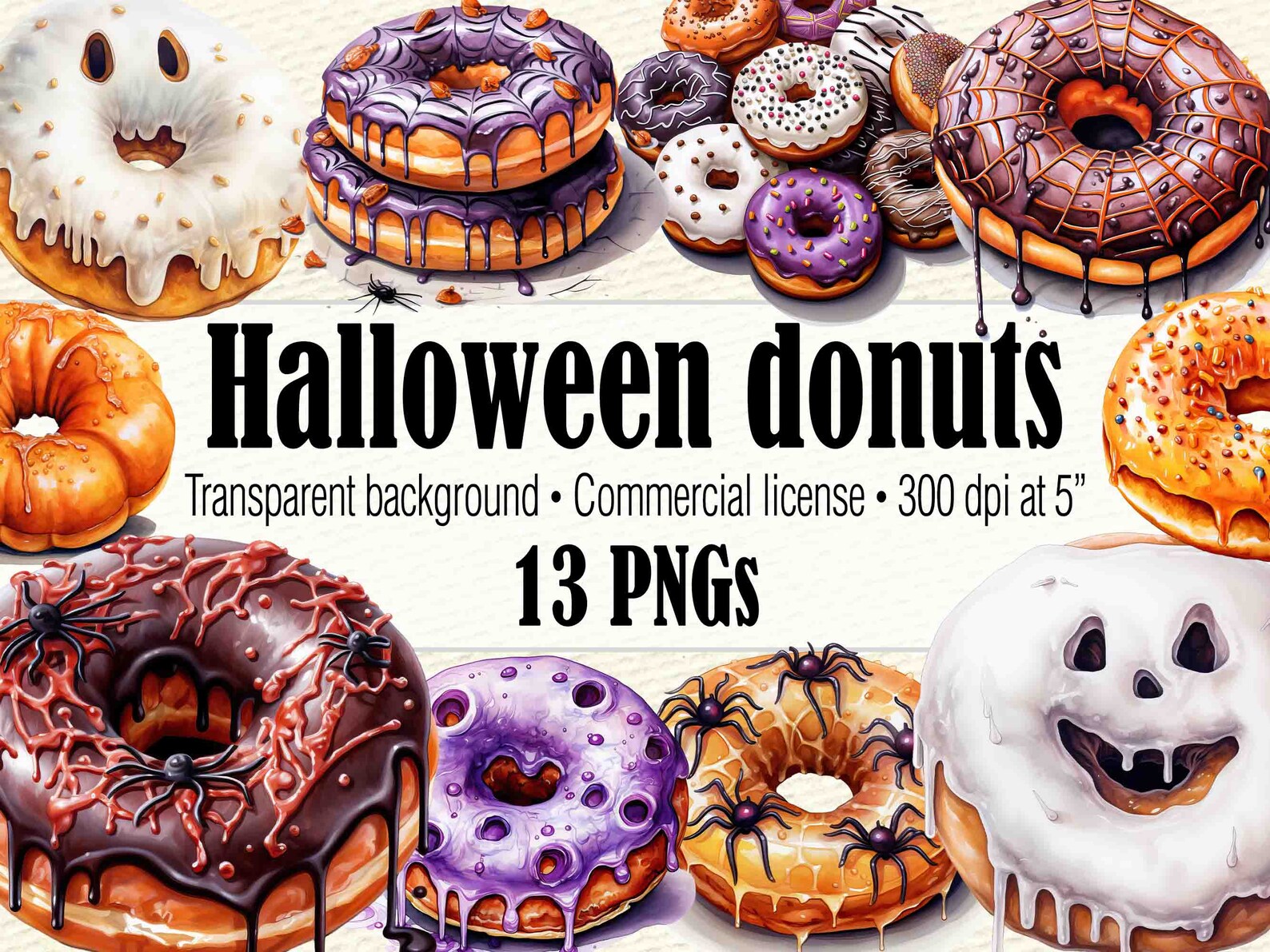 Halloween Donut Clipart, Spooky Donut PNG, Halloween Treats Clipart ...