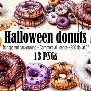 Halloween Donut Clipart, Spooky Donut PNG, Halloween Treats Clipart ...