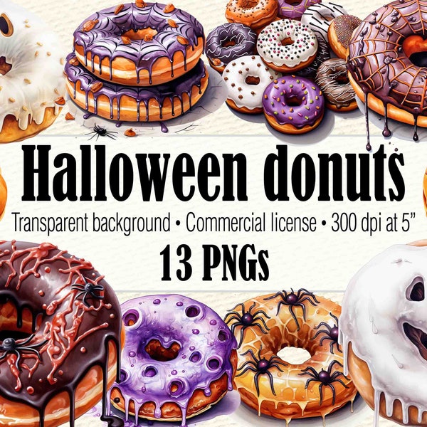 Halloween Donut Clipart - Etsy