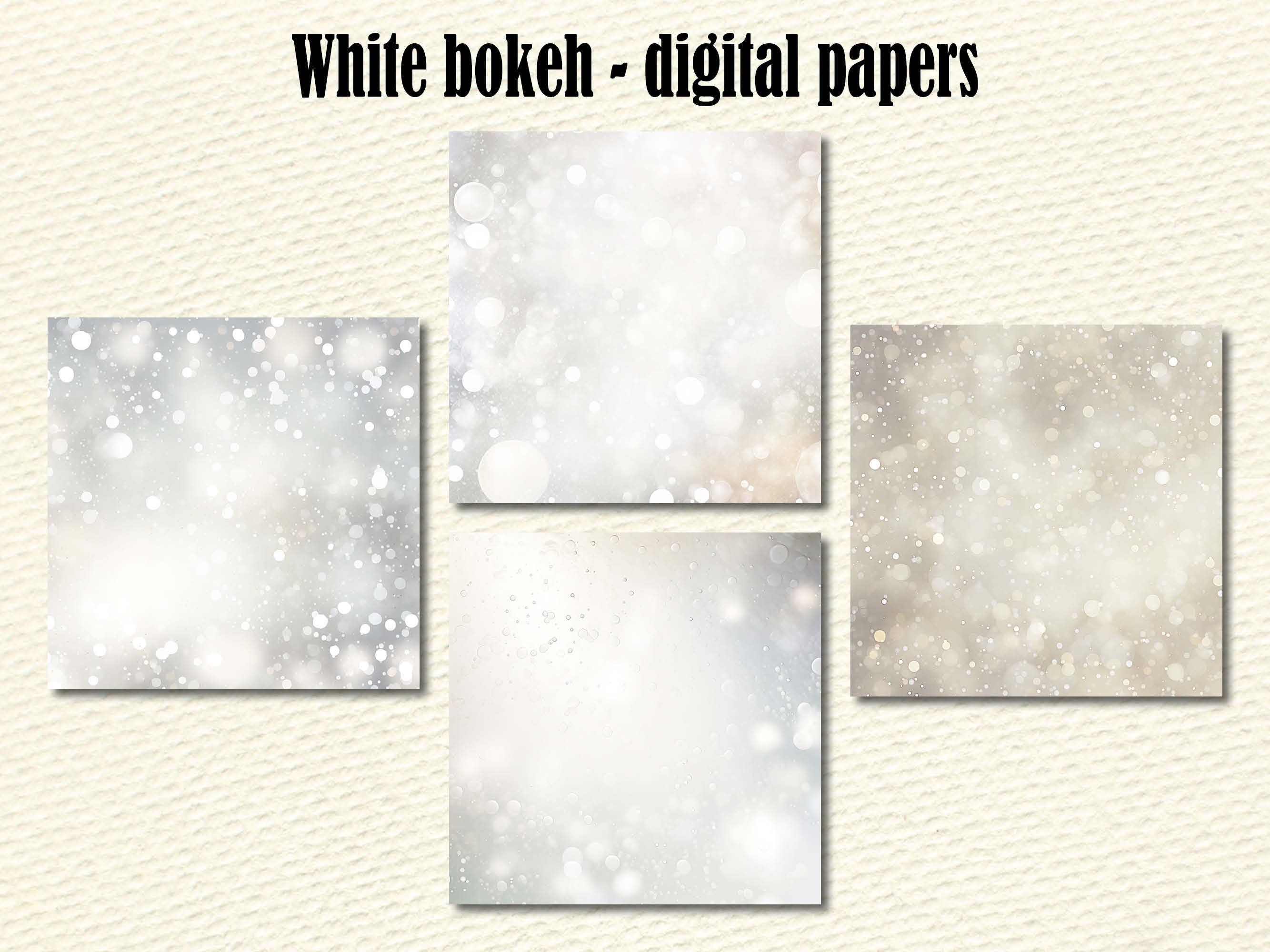White Bokeh Digital Paper, Christmas Bokeh Overlay, White Glitter Bokeh ...
