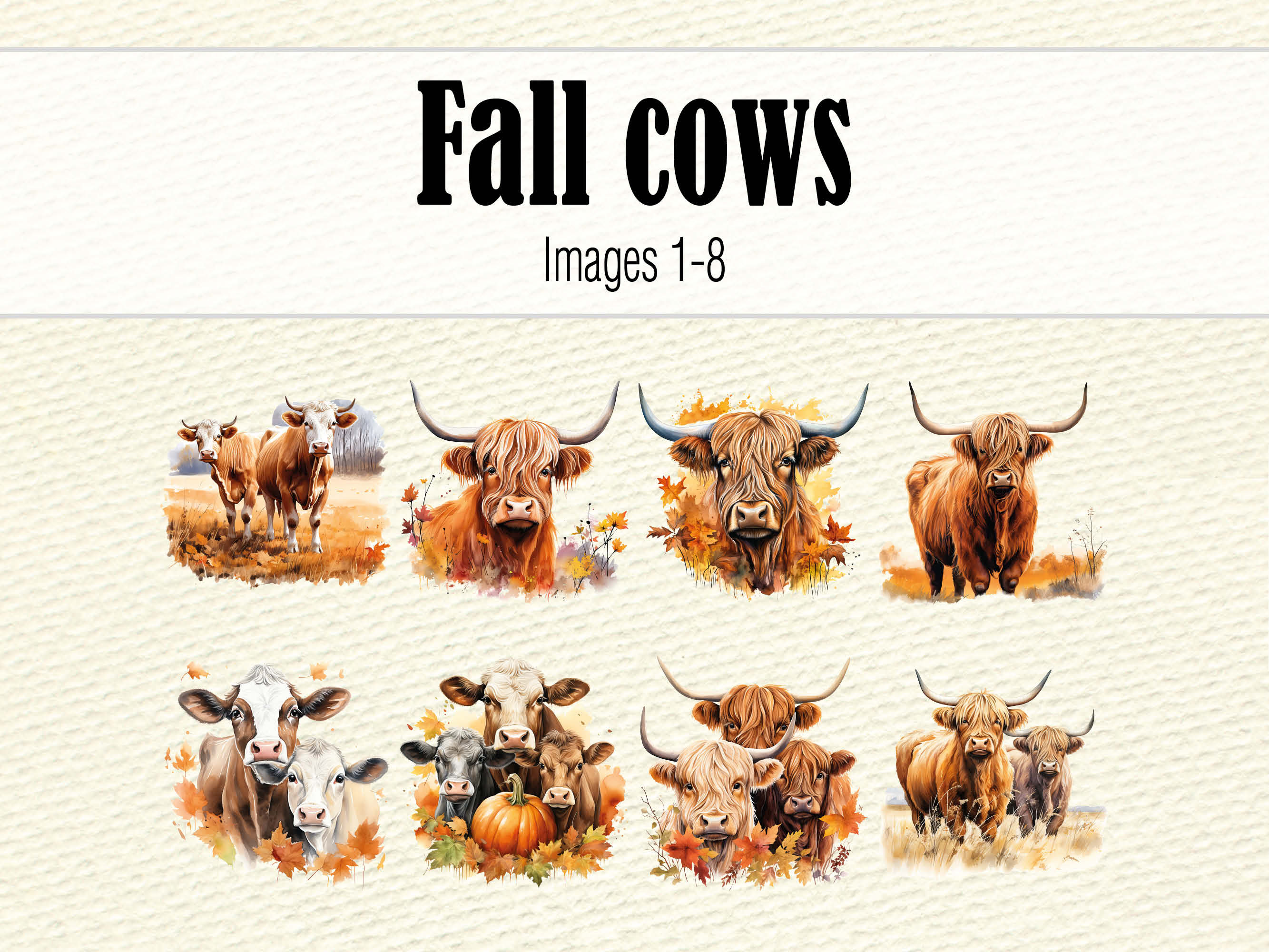 Fall Cow Png, Highland Cow Png, Cute Cow Clipart, Watercolor Cow Png ...