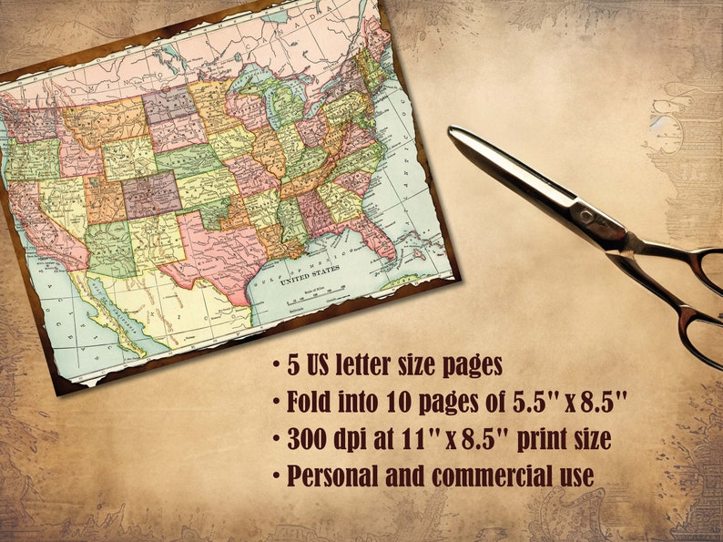 Vintage Map Travel Junk Journal Pages, Old Maps Adventure Journal ...