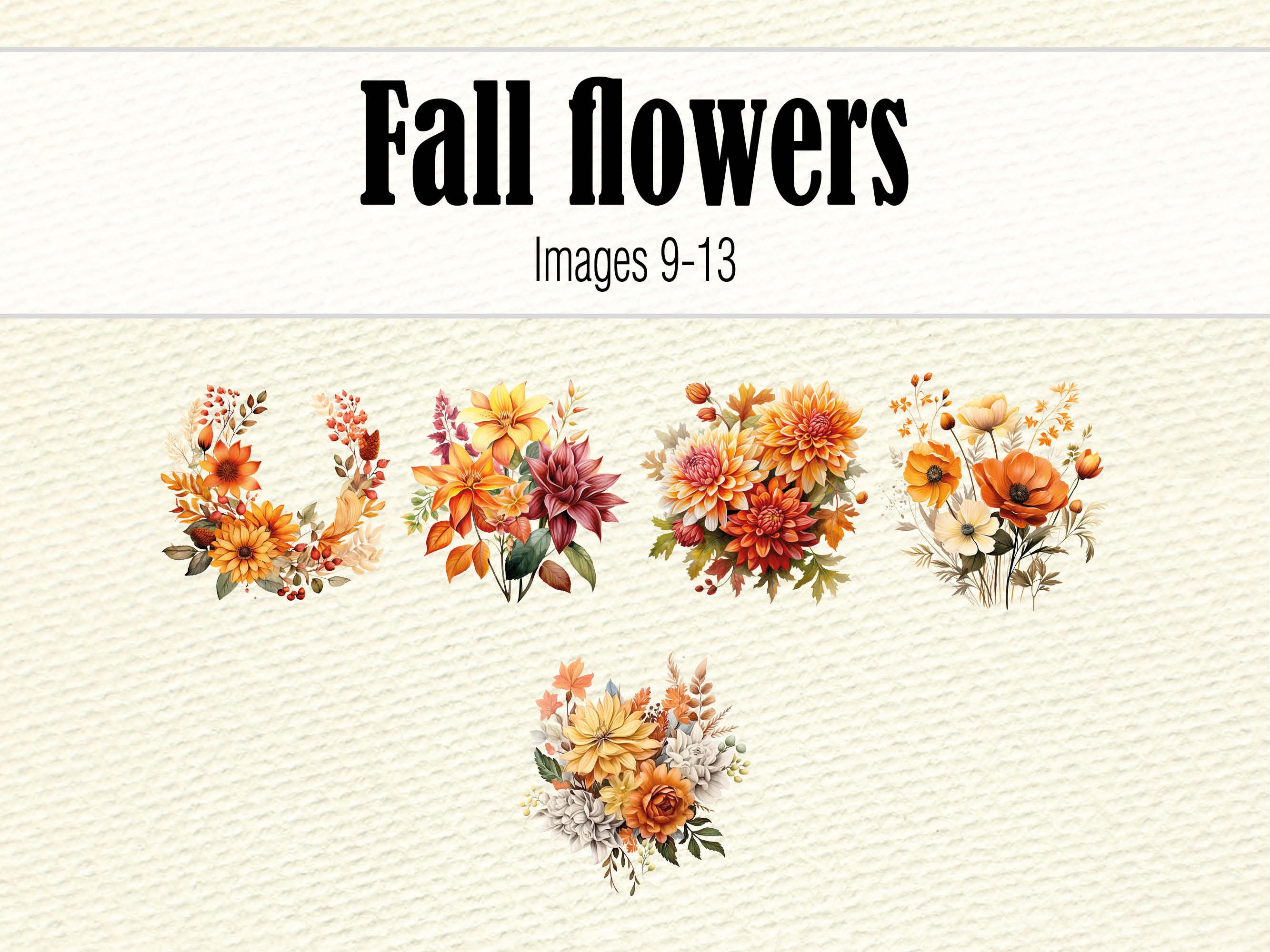 Fall Flower Clipart, Boho Floral Clipart, Watercolor Flowers PNG ...
