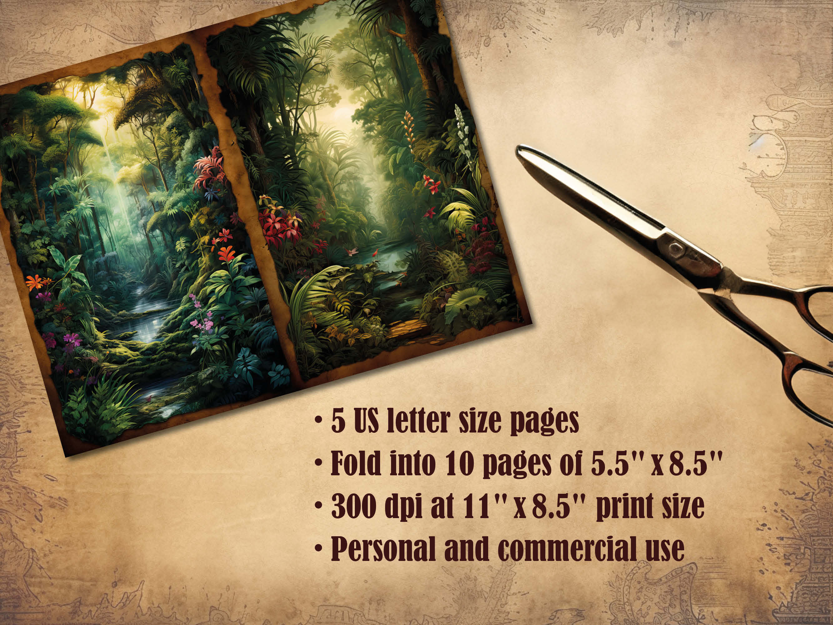 Rainforest Tropical Junk Journal Pages, Enchanted Forest Junk Journal ...