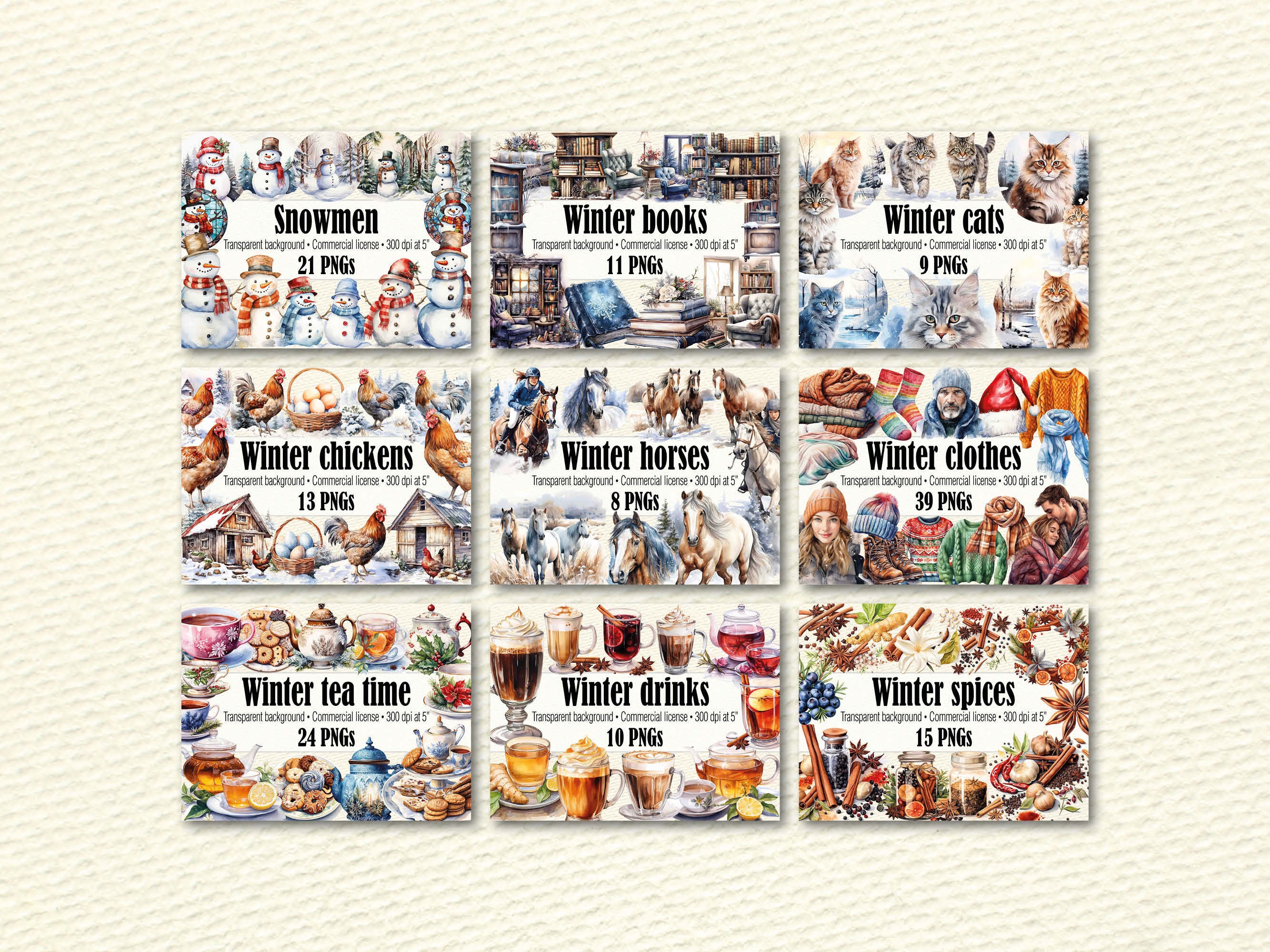 Winter Clipart Mega Bundle, Christmas Clipart Bundle, Winter PNG Bundle ...